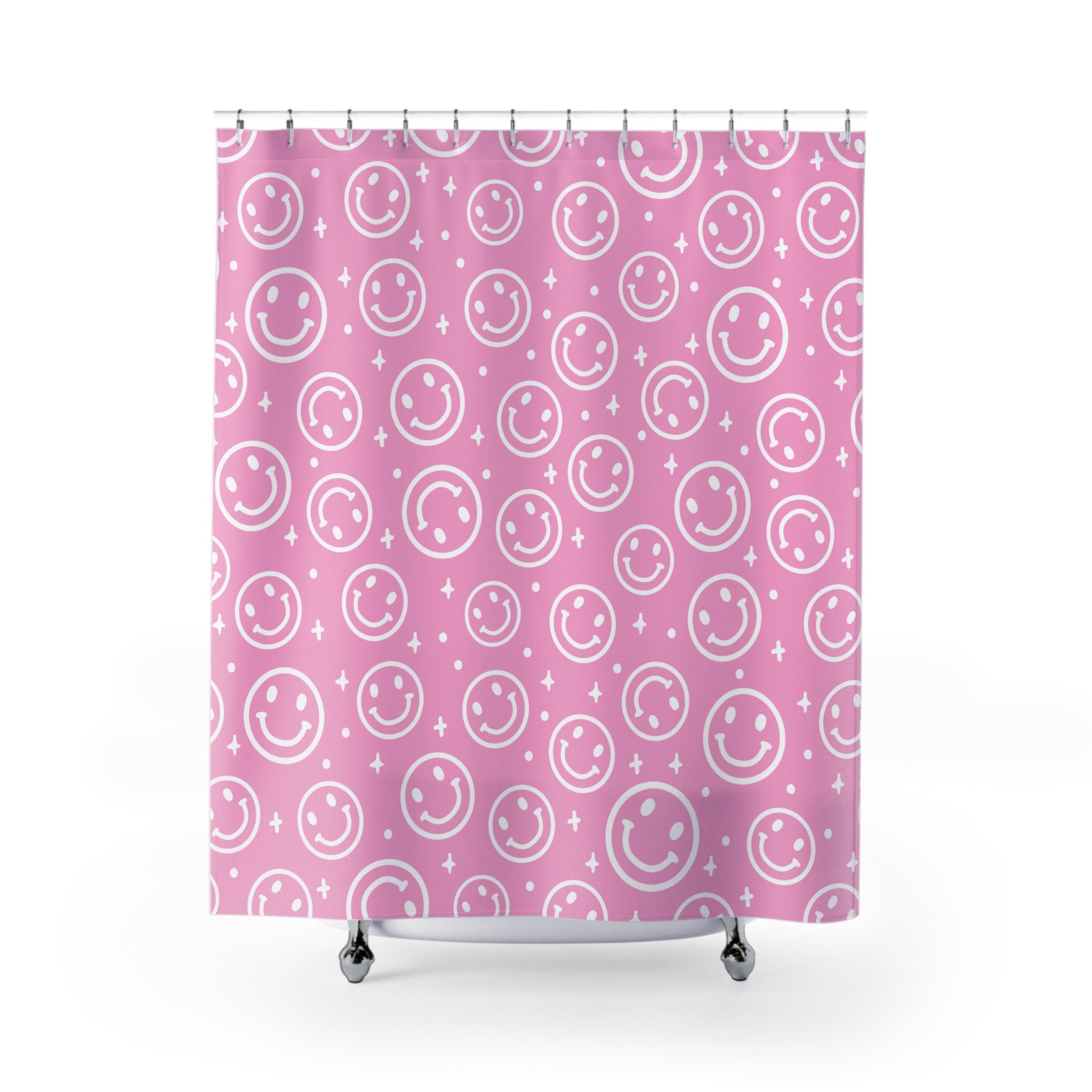 Pink Smiley Face Kids Shower Curtain Cute Shower Curtain - Etsy