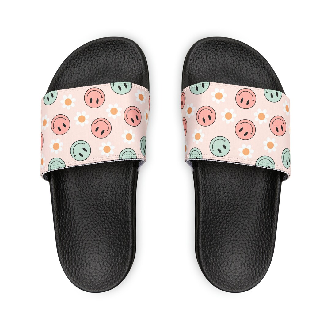 Smiley Face Youth Slide Sandals, Kids Sandals, Summer Kids Sandals ...