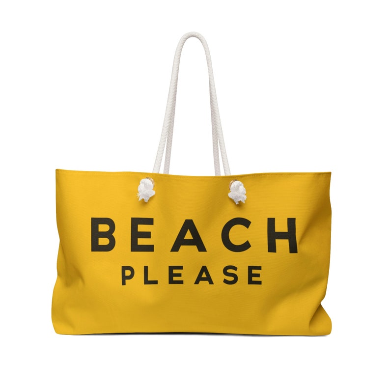 Beach Please Tote Bag Large Tote Bag Yellow Beach Bag Stylish Beach Bag ...
