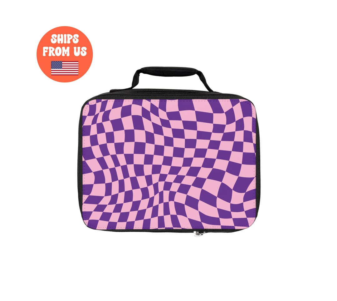 Purple and Pink Checkered Lunch Bag, Back to School, Lunch Tote, Trendy ...