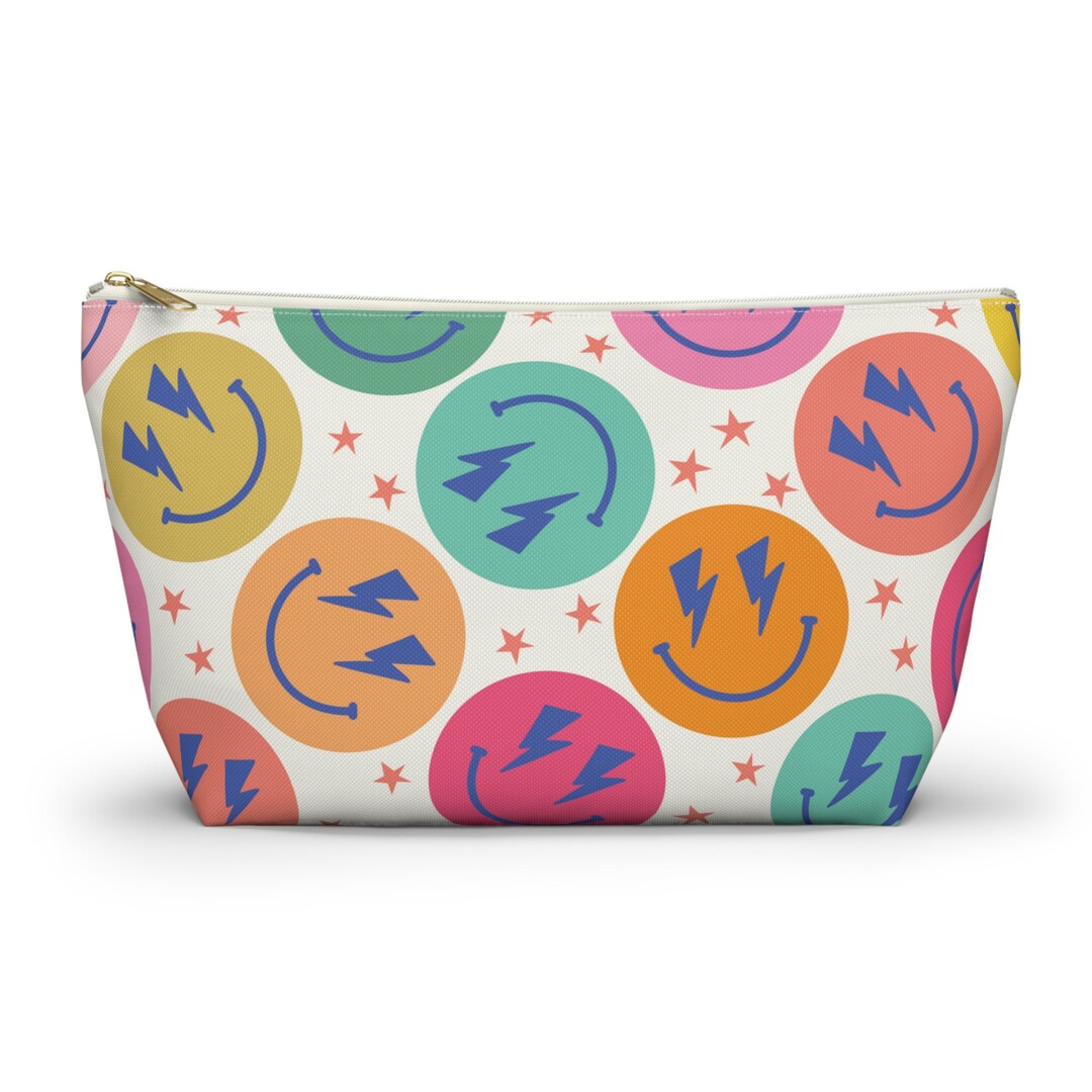 Smiley Face Cosmetic Bag Retro Accessory Pouch Cute Cosmetic - Etsy
