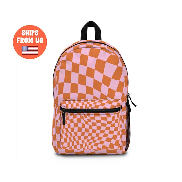 Checkered Backpack Pink - Etsy