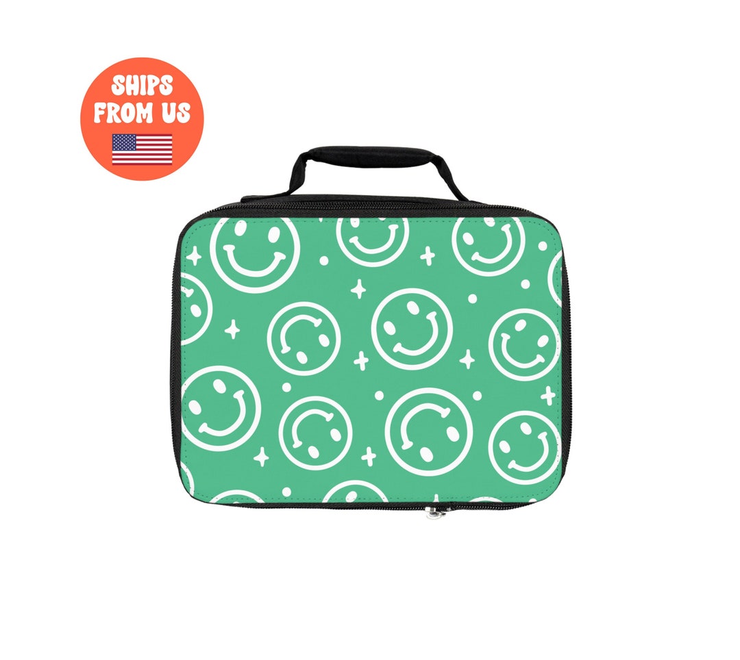 Green and White Smiley Face Lunch Bag, Back to School, Lunch Tote ...