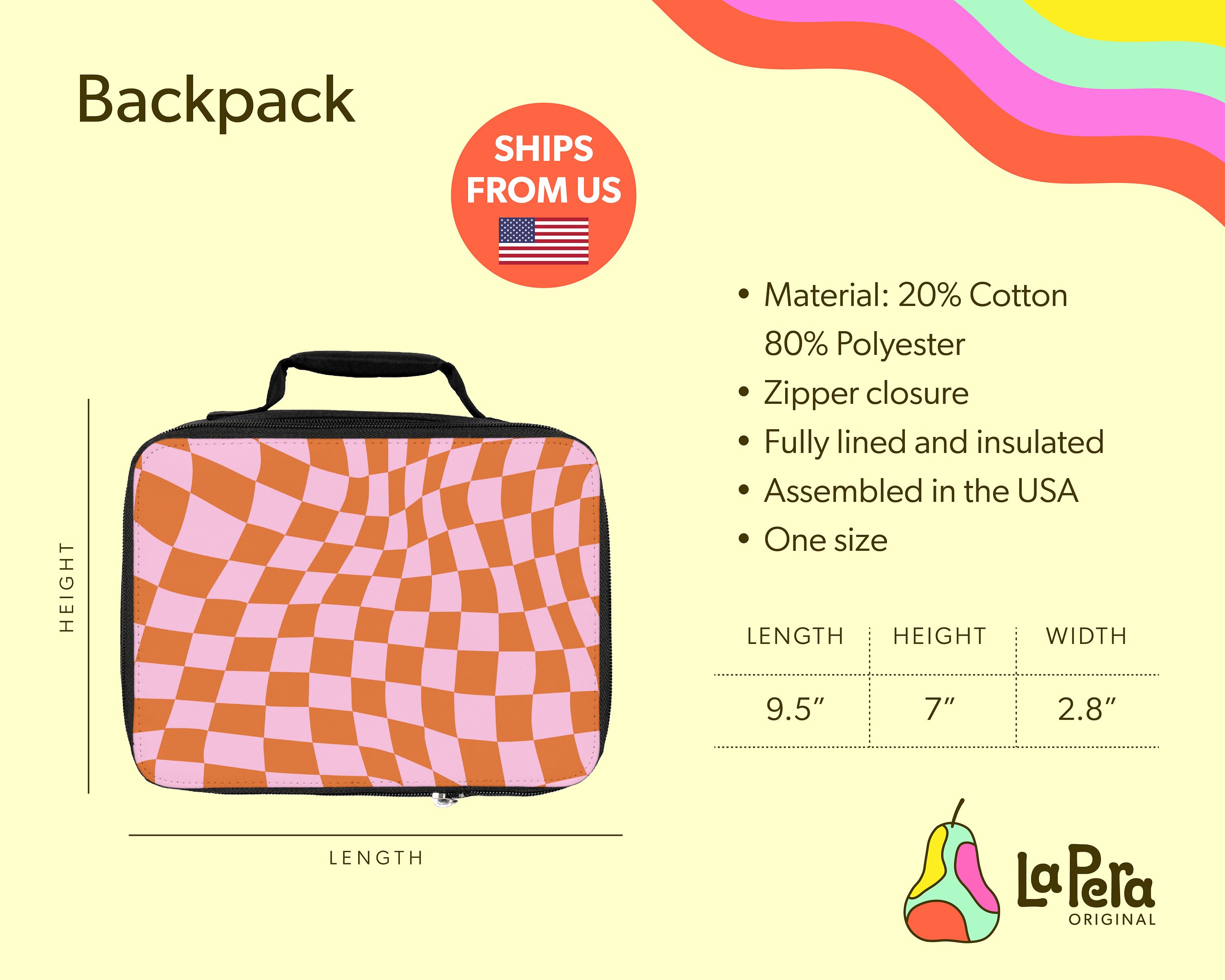 Lavender Smiley Face Checkered Lunch Bag Back to School - Etsy