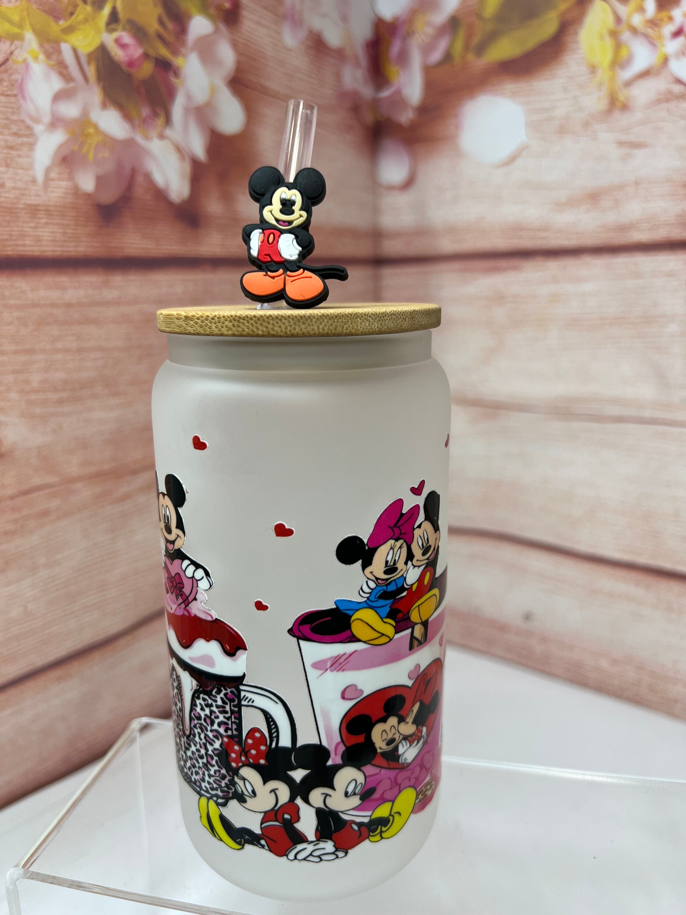 Disney Mickey and Minnie Mouse love birds hearts tumbler sold by Roland ...