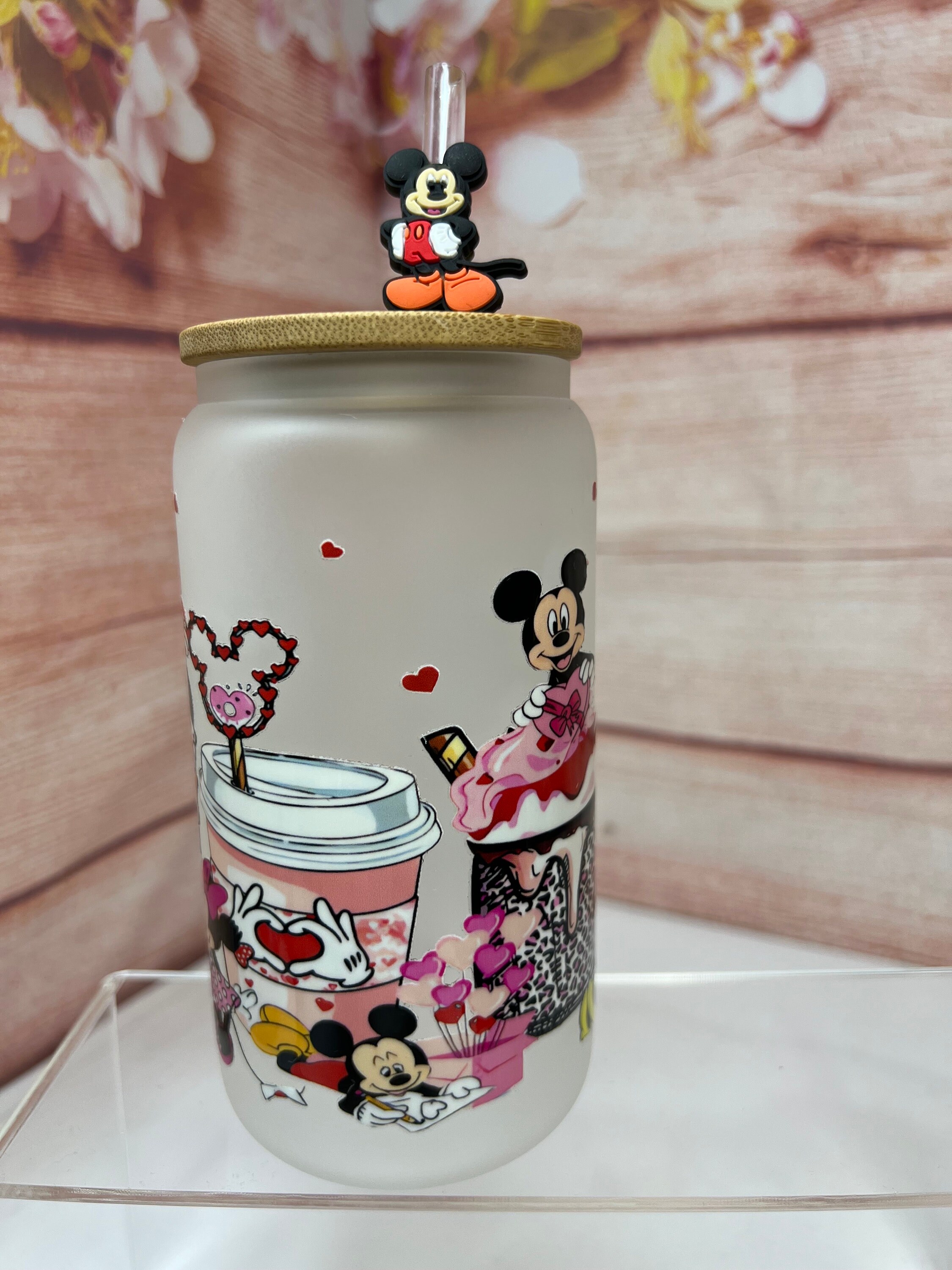 Disney Mickey and Minnie Mouse love birds hearts tumbler sold by Roland ...