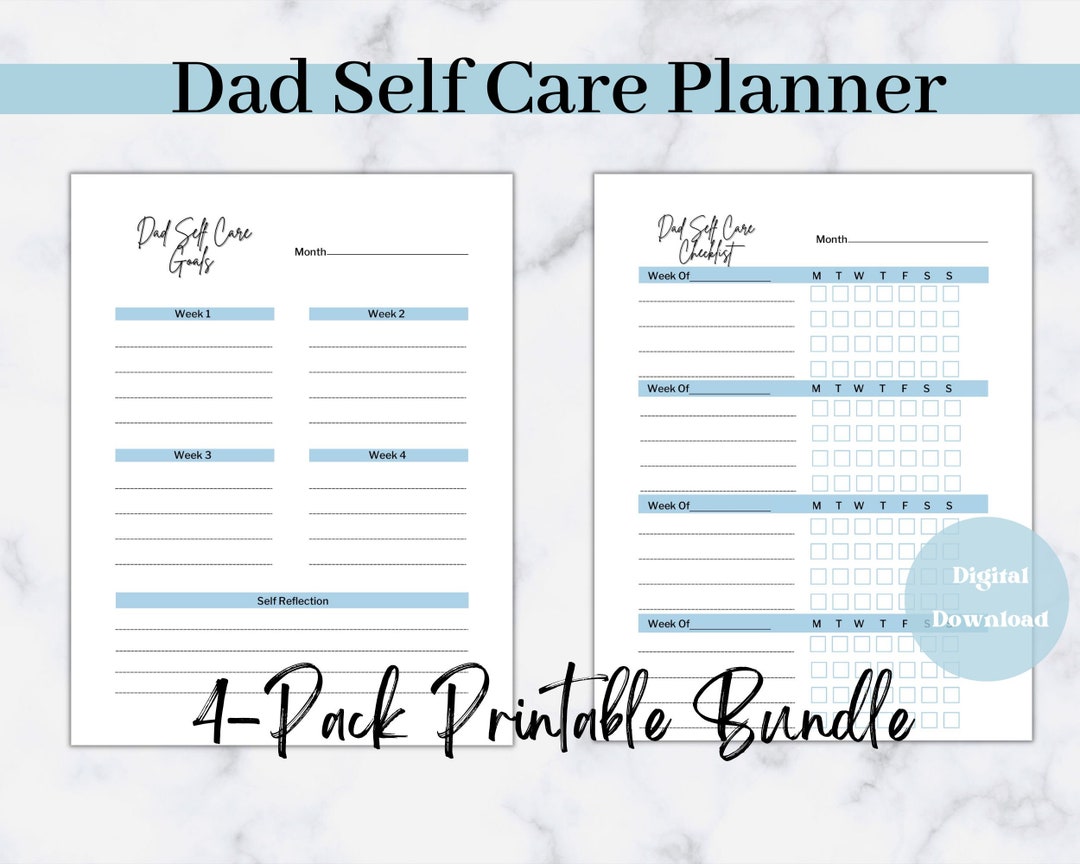 Dad Self Care Planner Checklist for Mental Health & Wellness ...