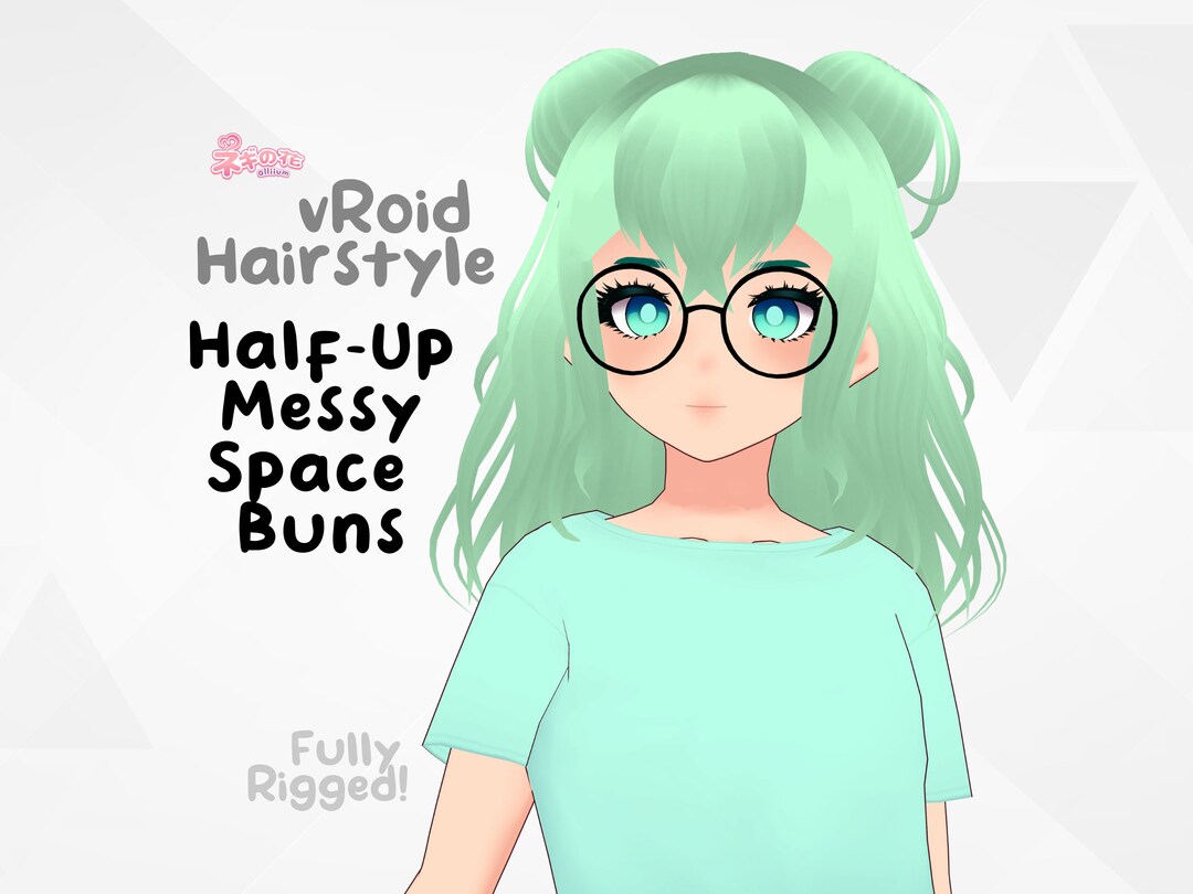 Half-up Messy Space Buns Hairstyle vroid Studio Stable - Etsy