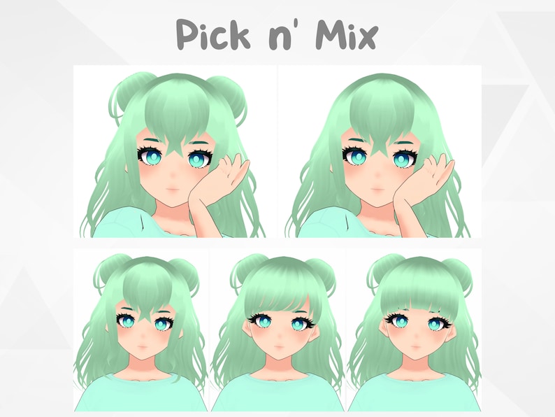 Half-up Messy Space Buns Hairstyle vroid Studio Stable - Etsy