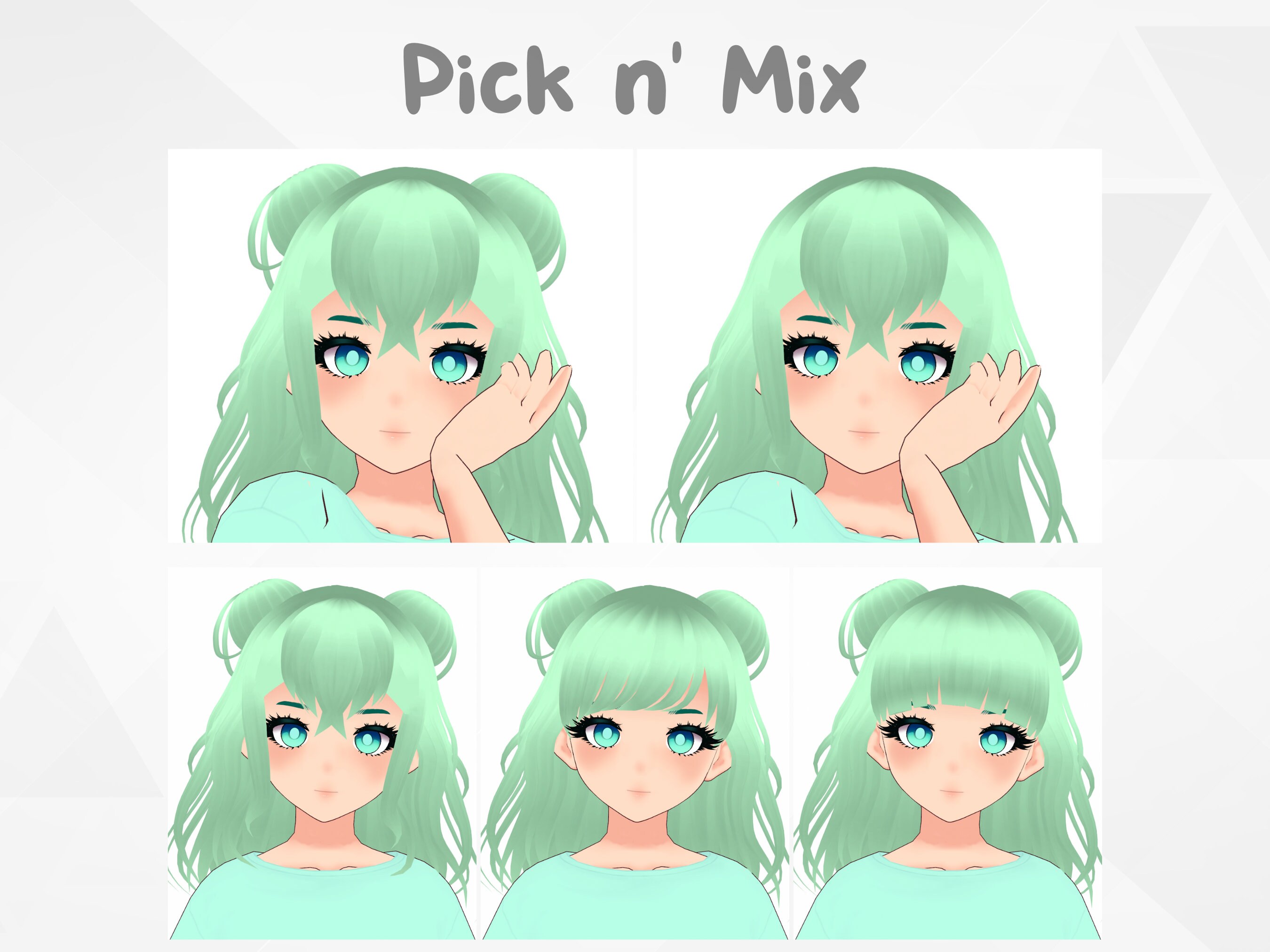 Half-up Messy Space Buns Hairstyle vroid Studio Stable - Etsy