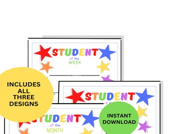 Printable Student of the Week Certificate, Instant Download, School ...