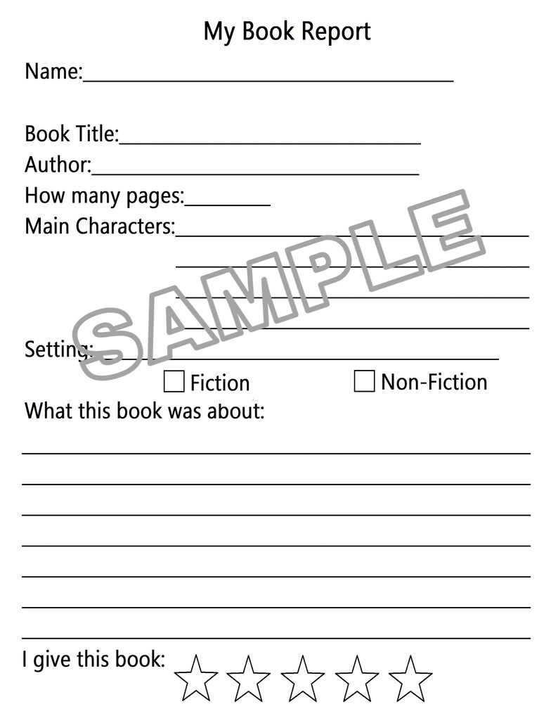 Book Report Printable | Instant Download | Reading - Etsy