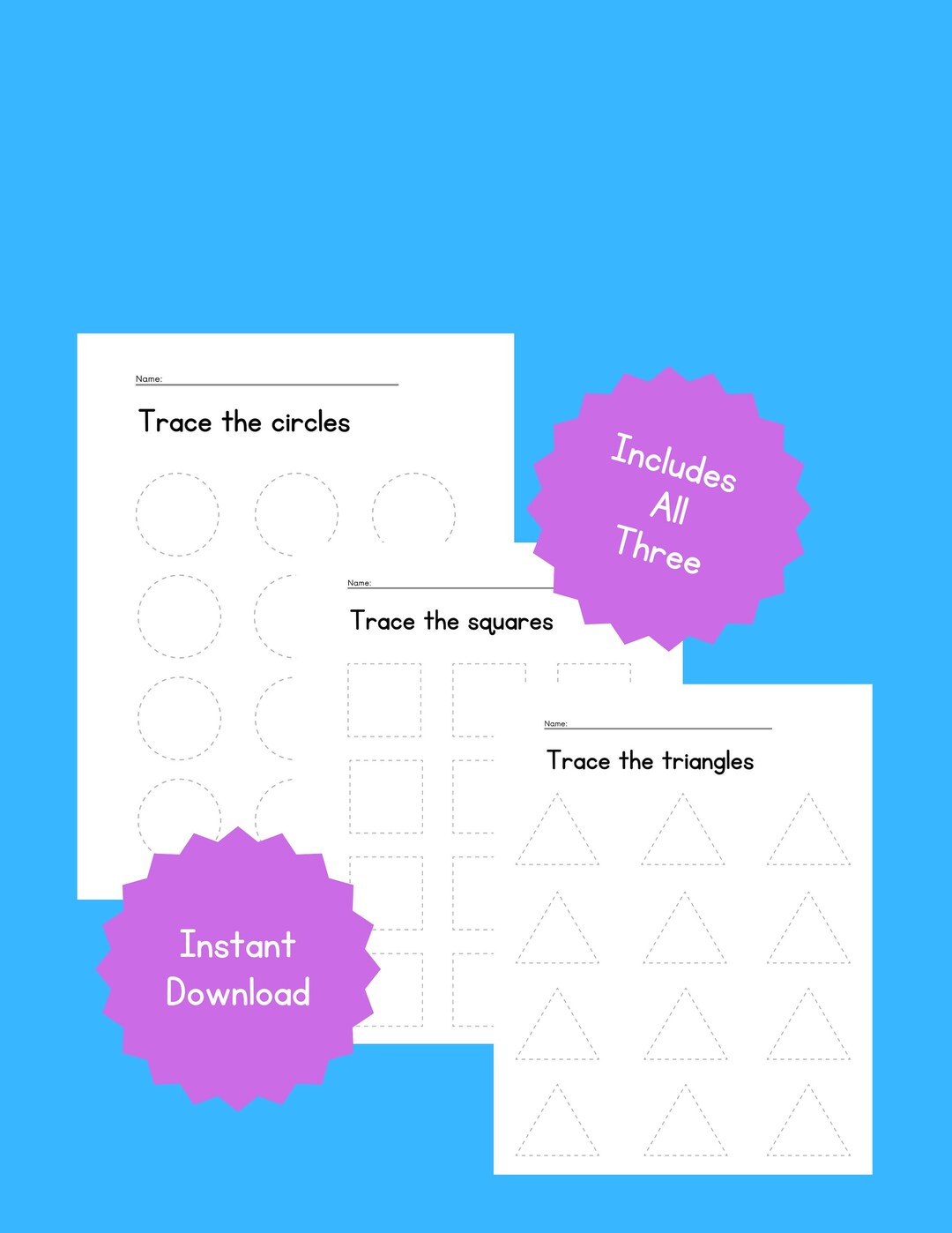 Shape Tracing Worksheets | Printable | Instant Download | Circles ...