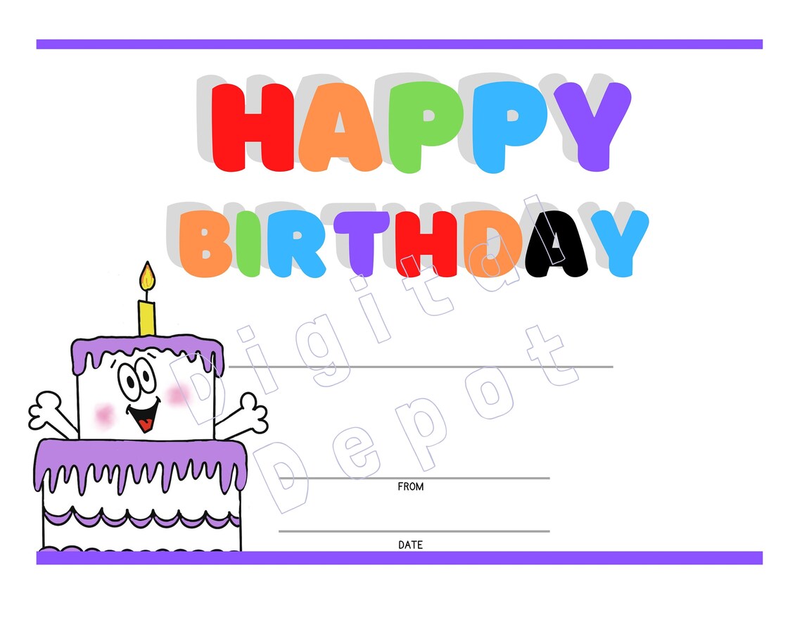 Happy Birthday Certificate | Printable | Instant Download - Etsy