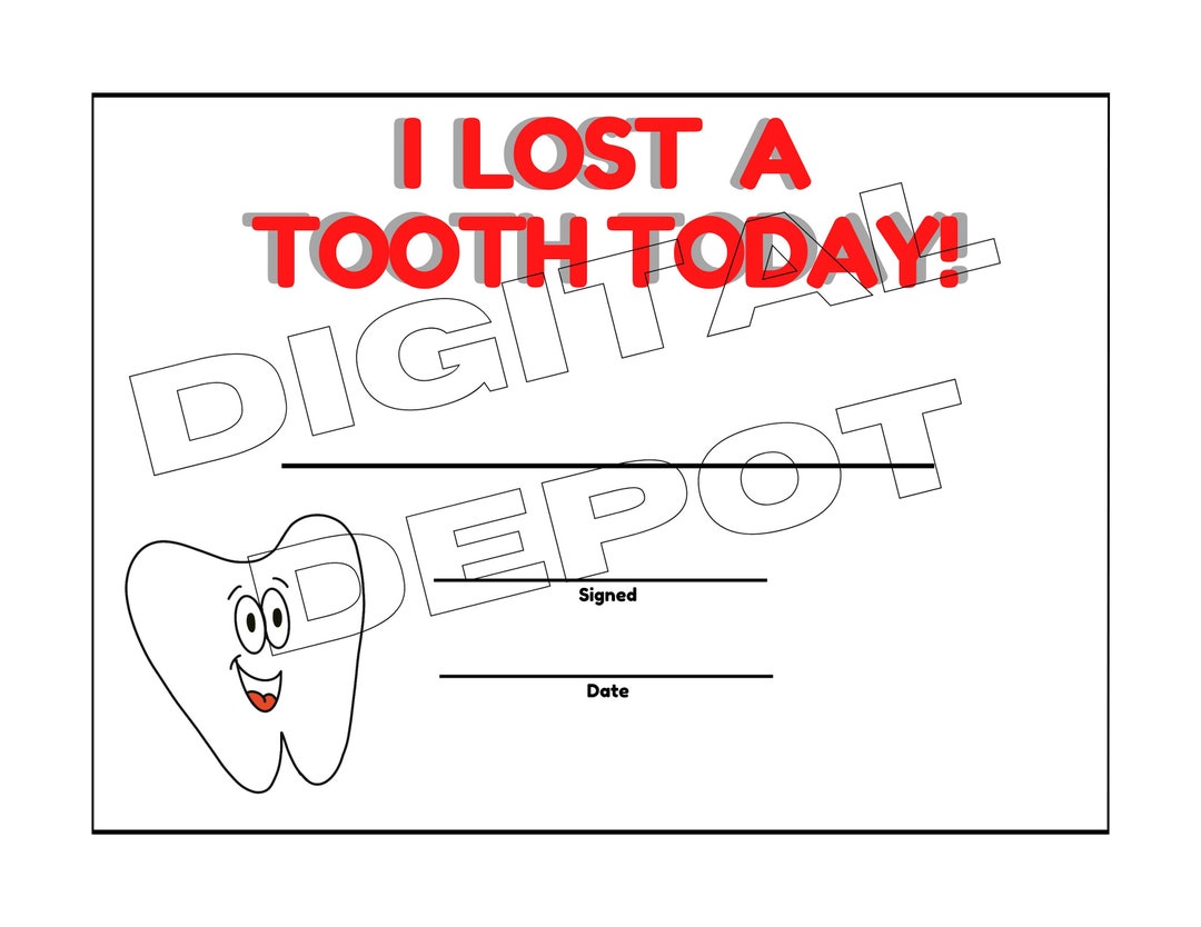 I Lost a Tooth Today | Certificate | Printable | Instant Download - Etsy