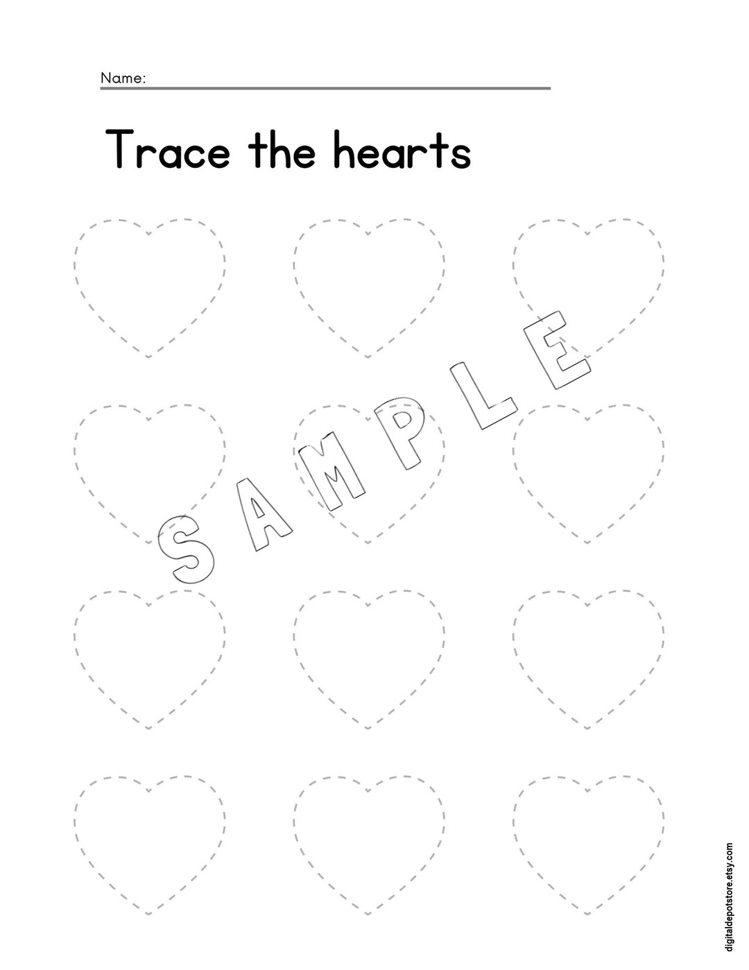 Tracing Hearts Worksheet | Valentine's Day | Printable - Etsy