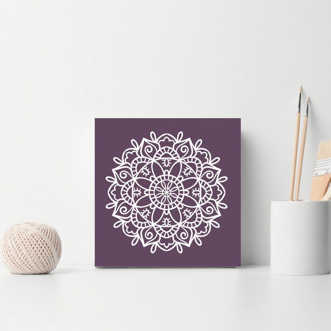 Mandala Wall Art Square Canvas 5 Mandala Designs 5 Background Colors 5 ...