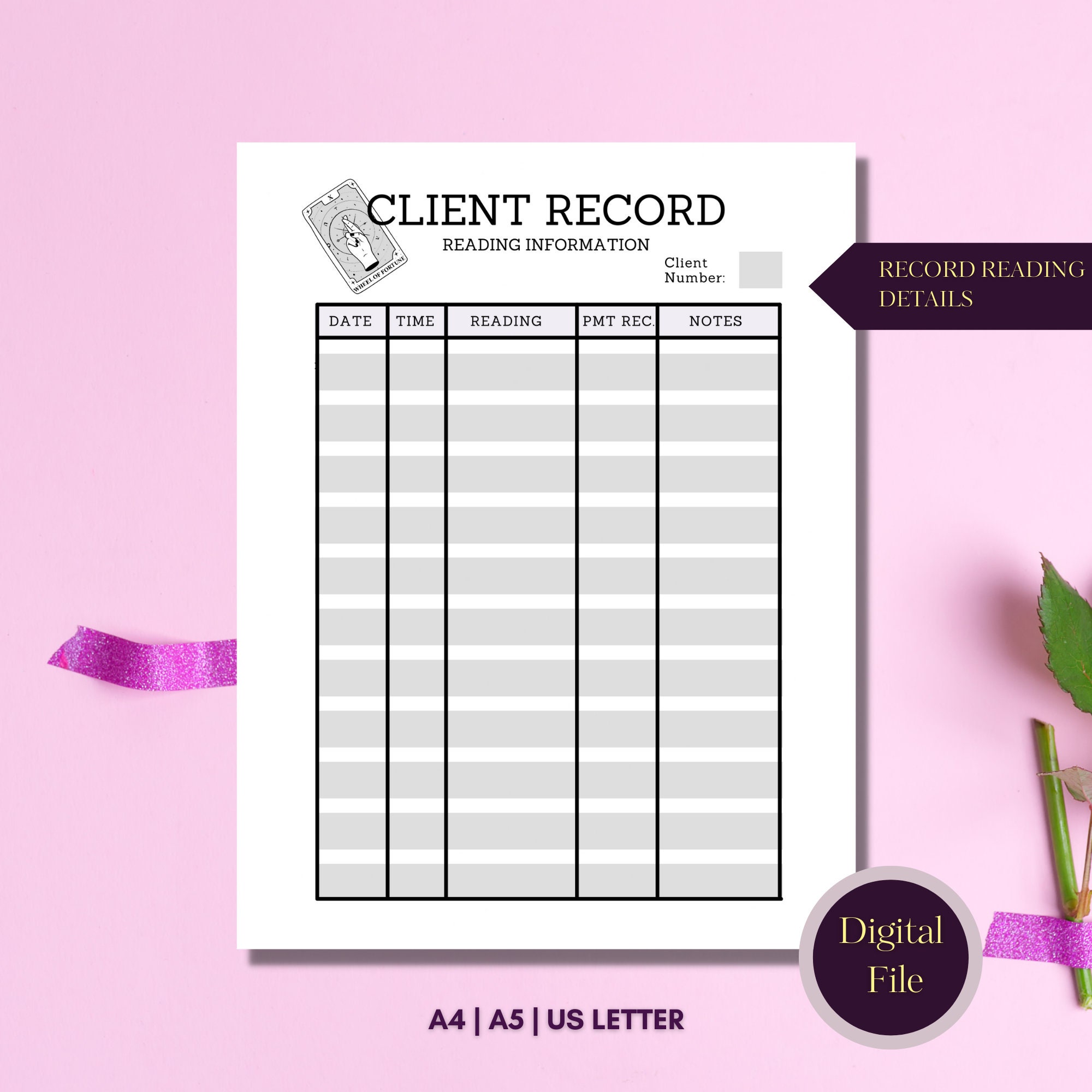 Tarot Client Information Register: Printable Reading Record (PDF) - Etsy