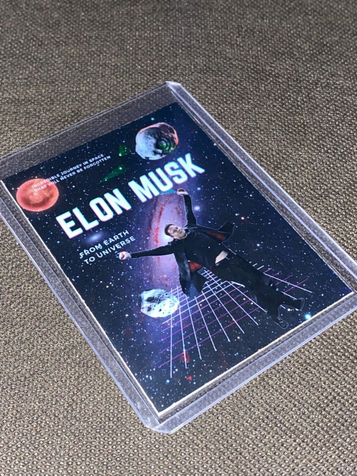 Elon Musk Refractor Holographic Trading Card in Top Loader Mars Outer ...