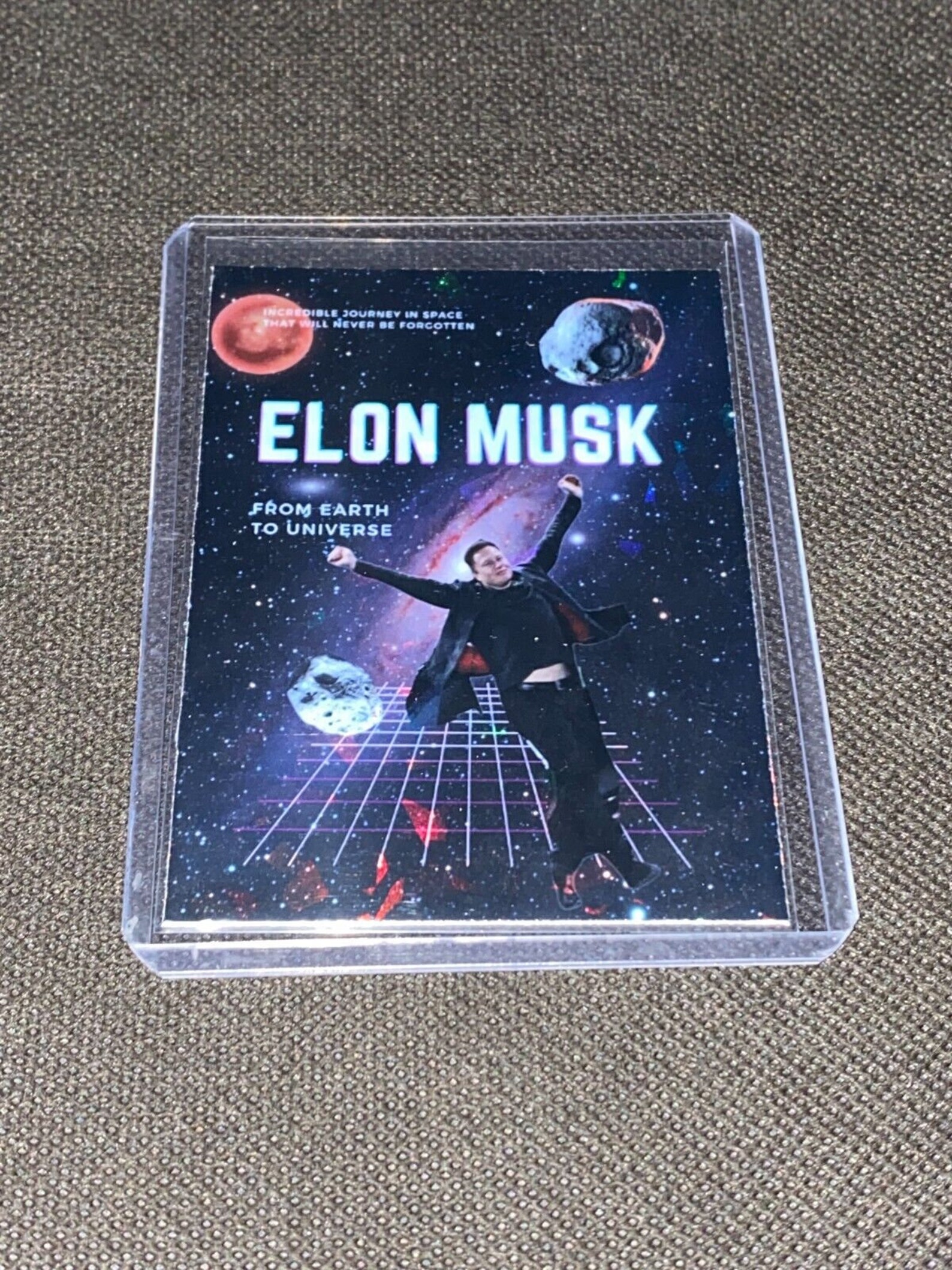 Elon Musk Refractor Holographic Trading Card in Top Loader Mars Outer ...