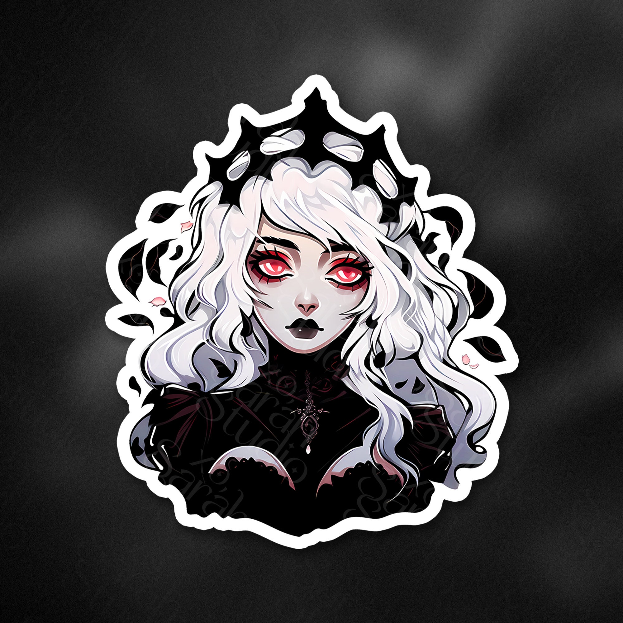 Beautiful Goth Girl Sticker, Vinyl Water Resistant Sticker, Gothic ...