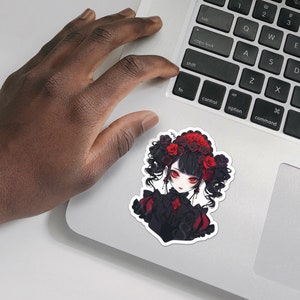 Beautiful Goth Girl Sticker, Vinyl Water Resistant Sticker, Gothic ...