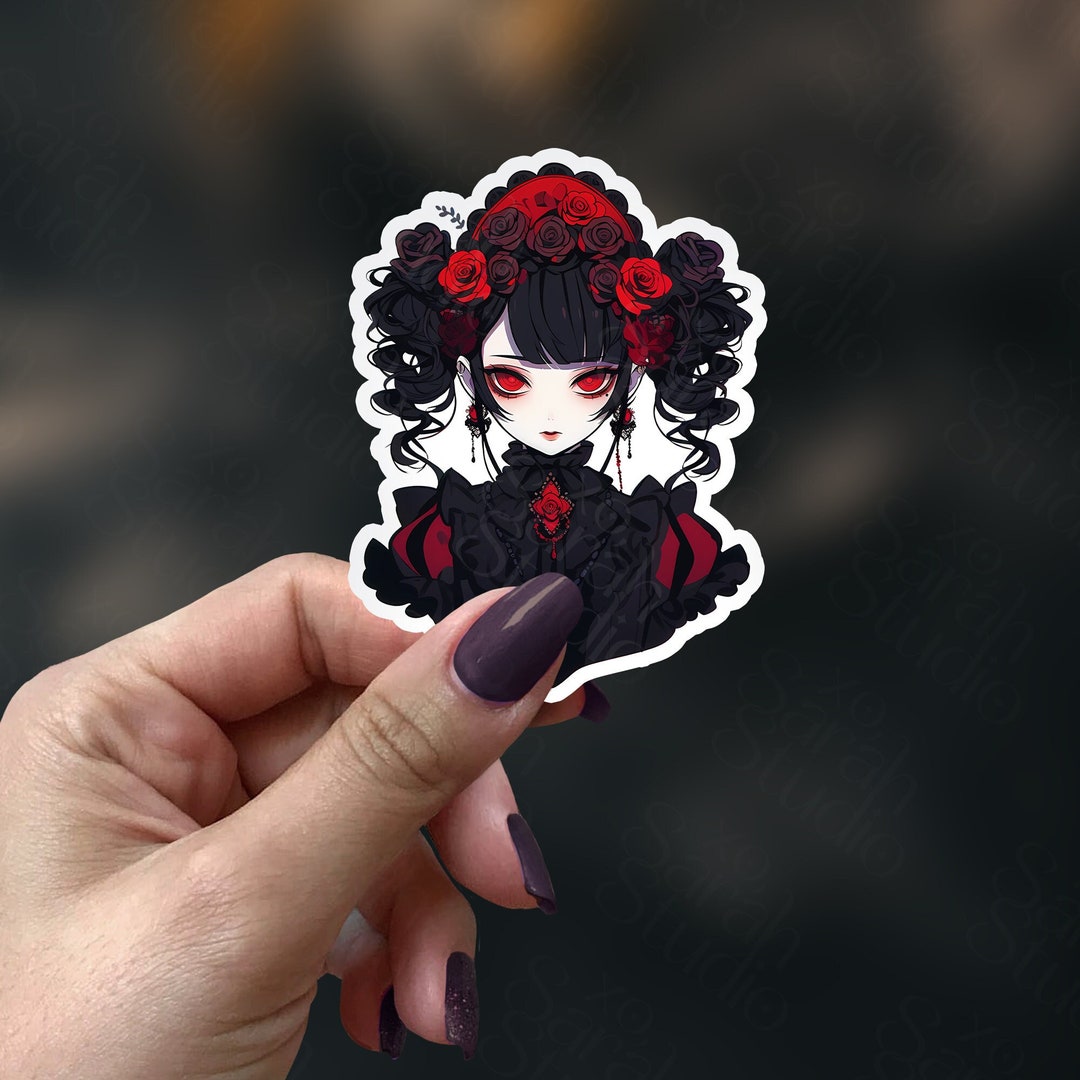 Beautiful Goth Girl Sticker, Vinyl Water Resistant Sticker, Gothic ...