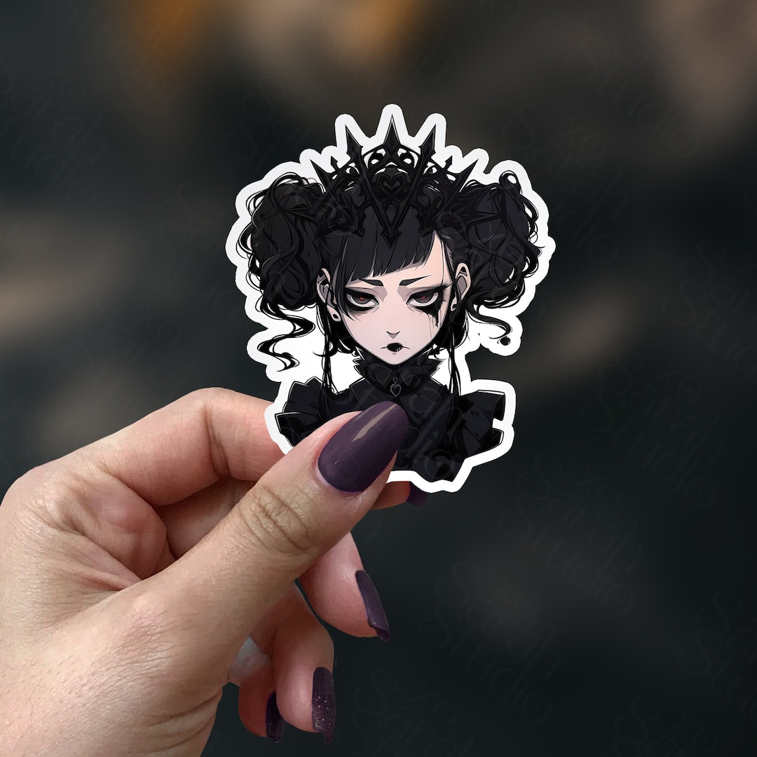 Beautiful Goth Girl Sticker, Vinyl Water Resistant Sticker, Gothic ...