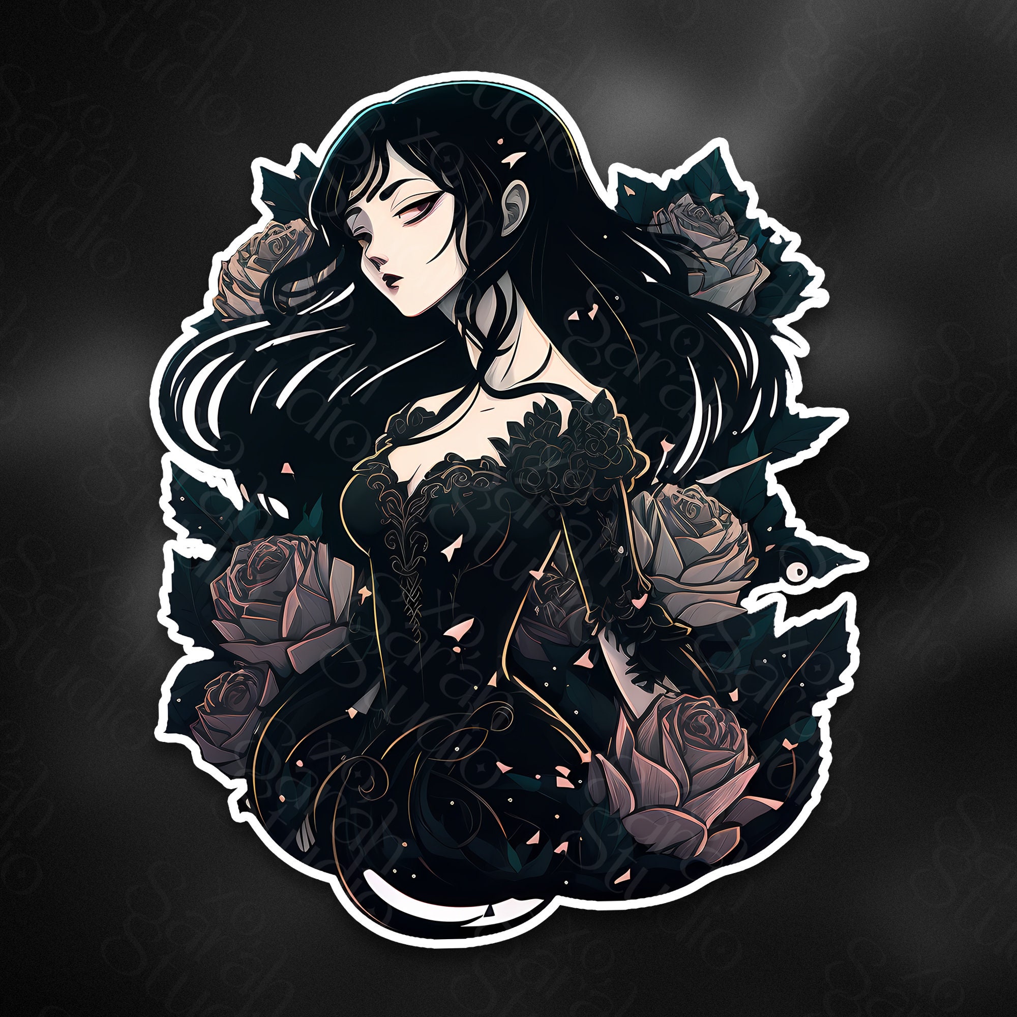 Beautiful Goth Girl Sticker Vinyl Water Resistant Sticker - Etsy
