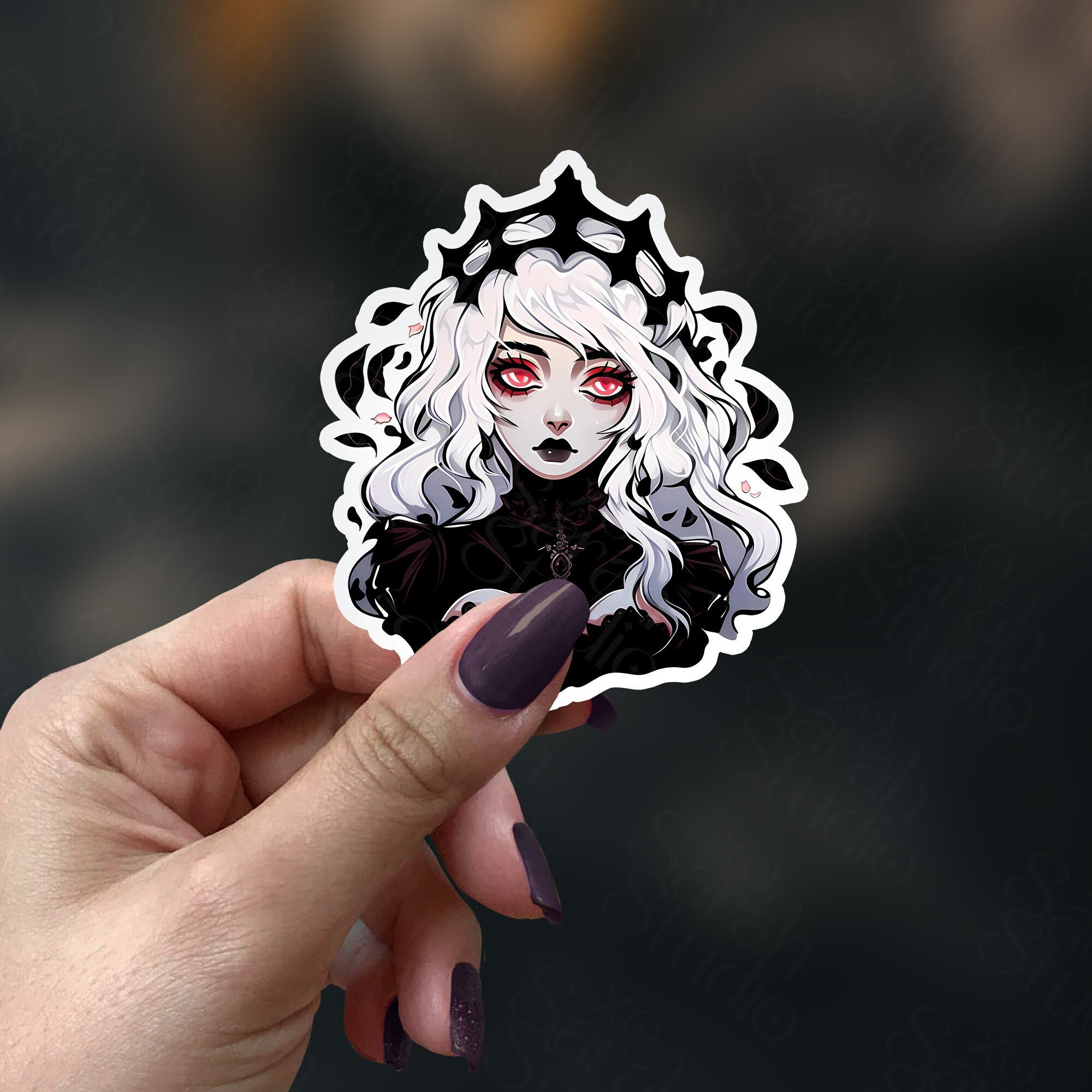 Beautiful Goth Girl Sticker, Vinyl Water Resistant Sticker, Gothic ...