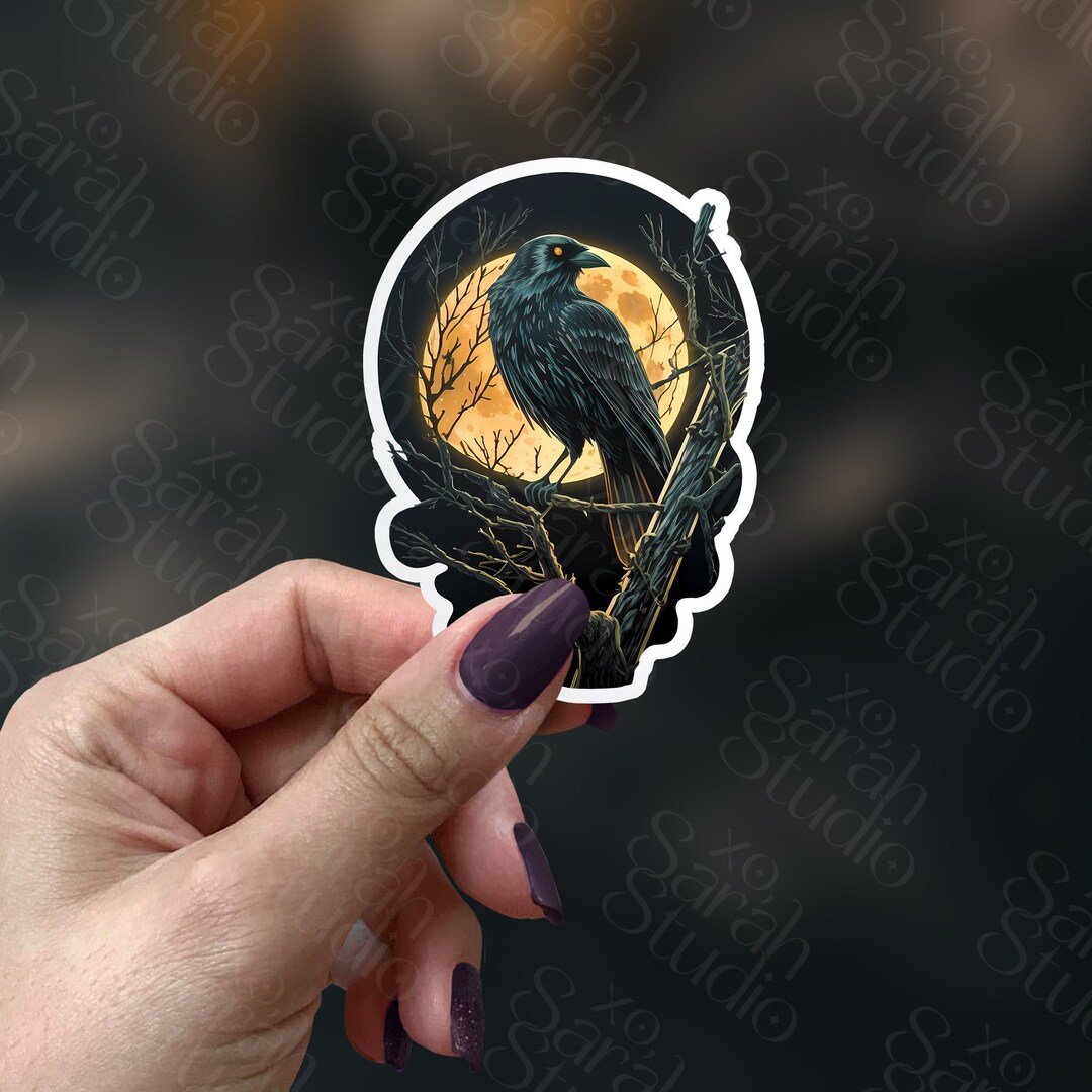 Crow Sticker, Big Black Crow on a Dead Tree Sticker, Die Cut Vinyl ...