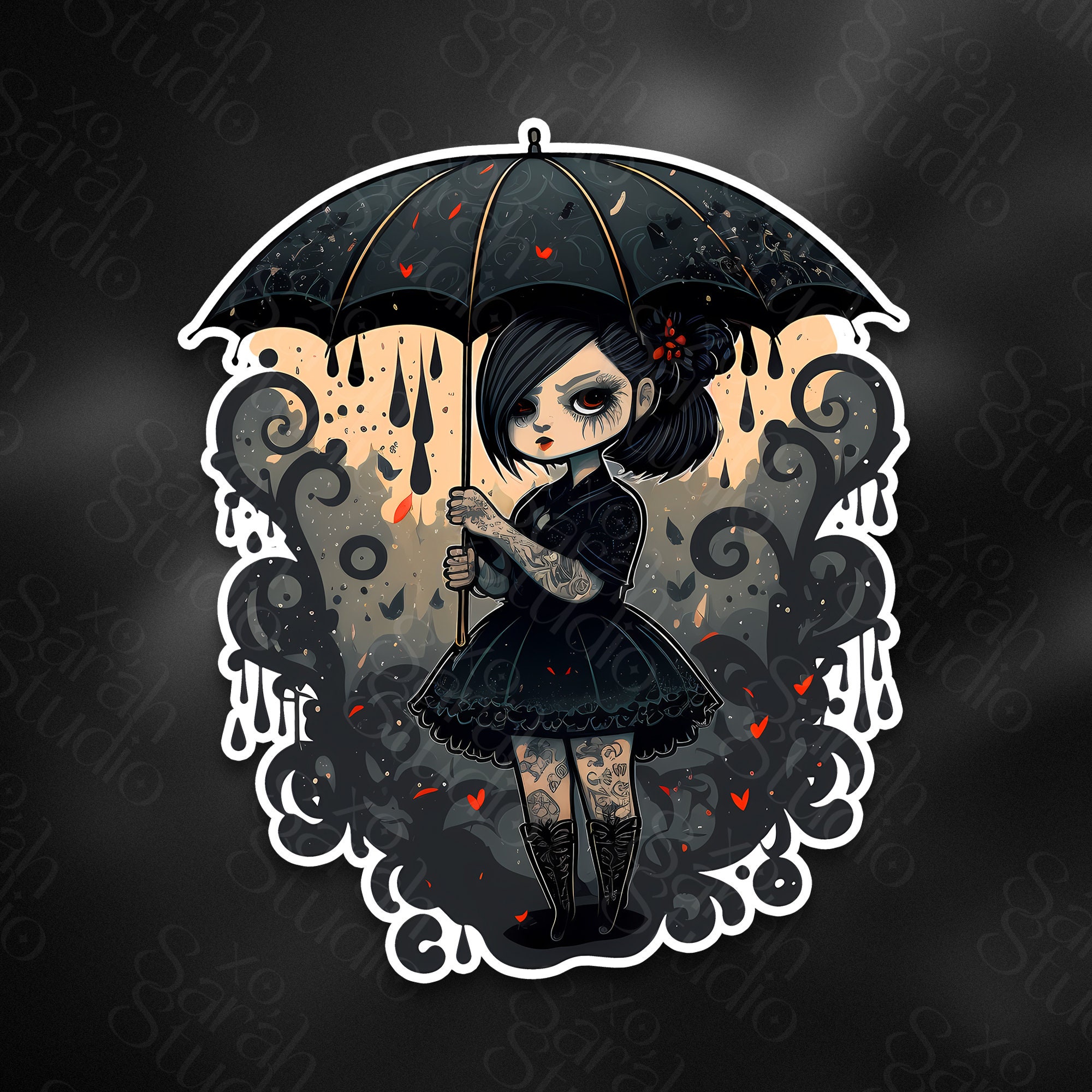 Gloomy Goth Girl Sticker Vinyl Water Resistant Sticker - Etsy