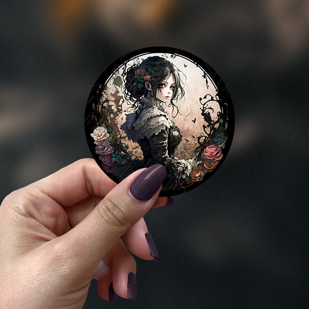 Gothic Victorian Woman Vinyl Water Bottle Sticker, Beautiful Design ...