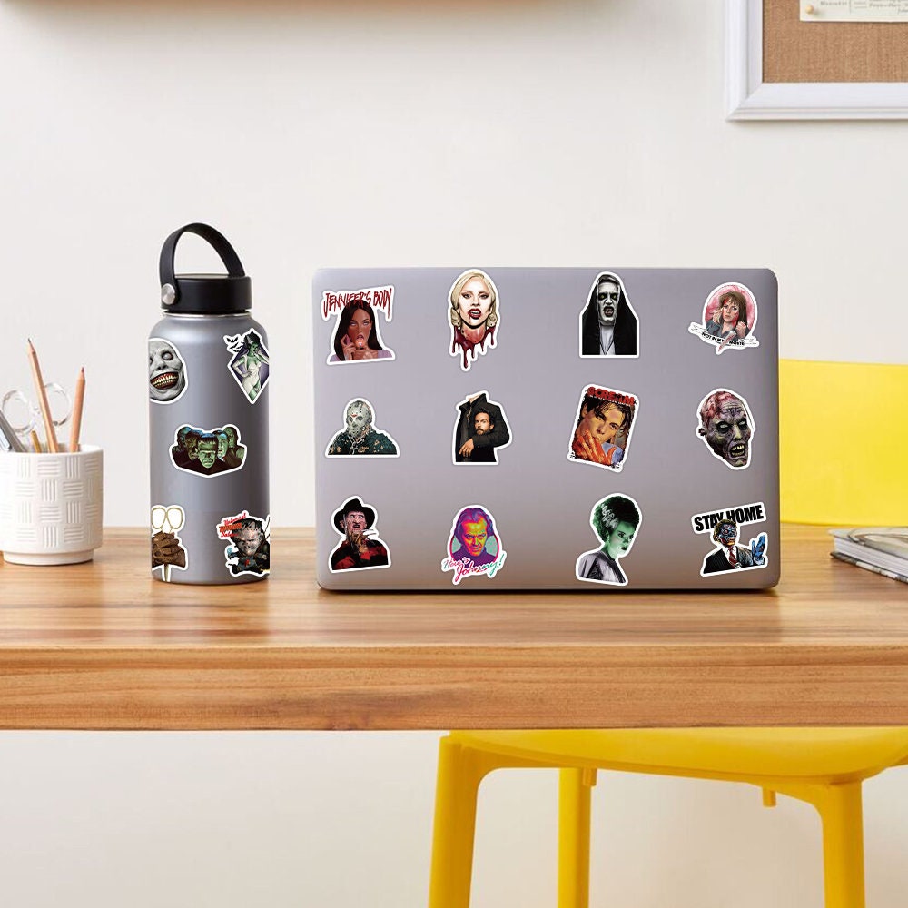 50 Pcs Horror Movies Stickers Laptop Skateboard Decals Waterproof Non ...