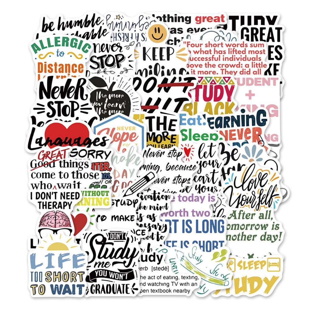 50 Pcs Slogan Stickers Laptop Skateboard Decals Waterproof Non ...