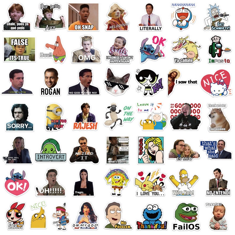 50 Pcs Funny Memes Stickers Laptop Skateboard Decals - Etsy