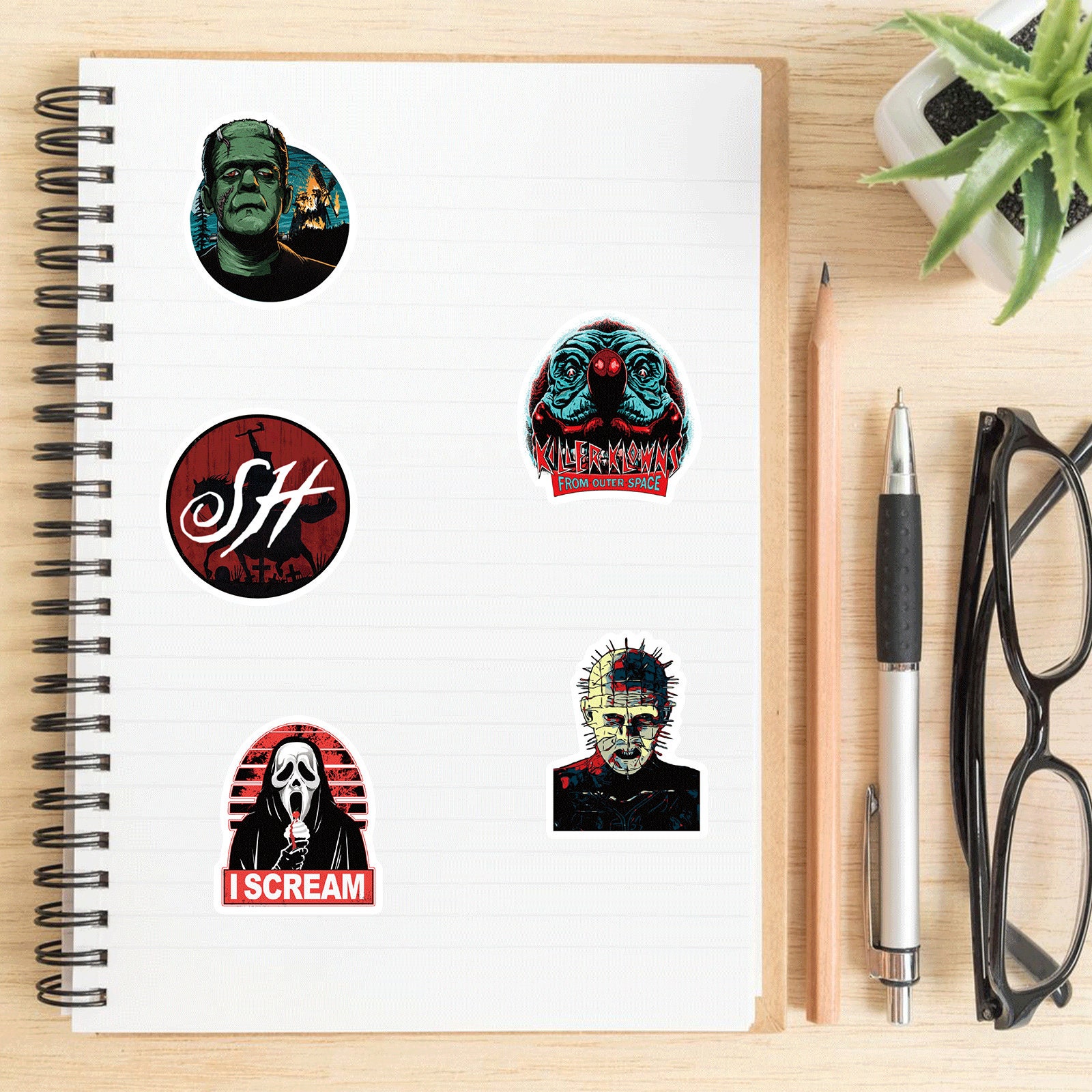 50 Pcs Horror Movies Stickers Laptop Skateboard Decals Waterproof Non ...