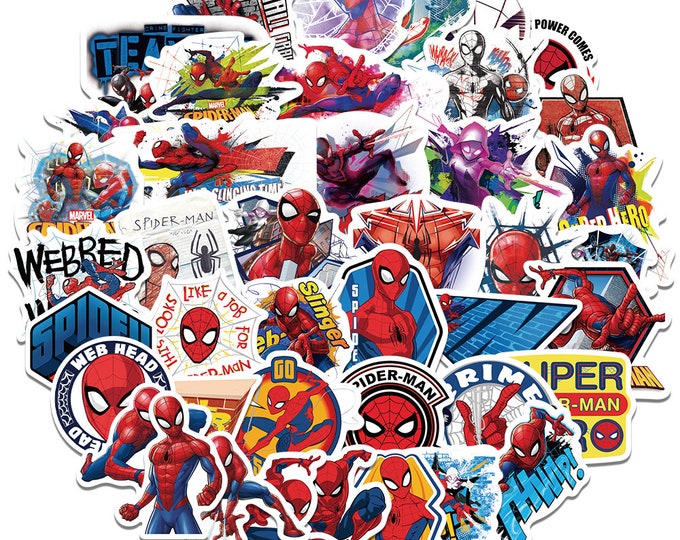 50 Pcs Spider Man Superheroes Stickers Laptop Skateboard Decals ...