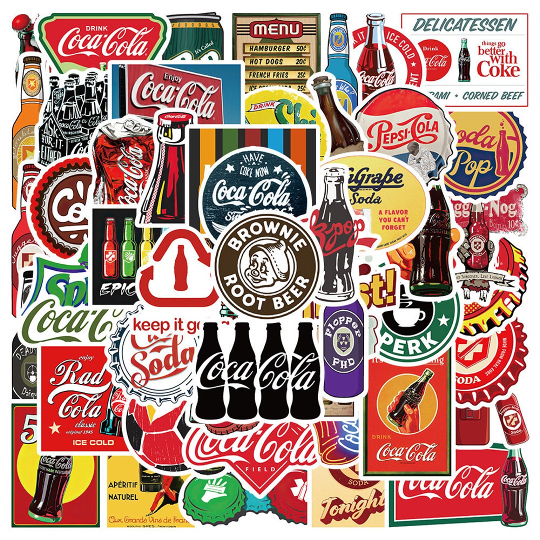 50 Pcs Coke Stickers Coke Soda Drink Laptop Skateboard Decals ...