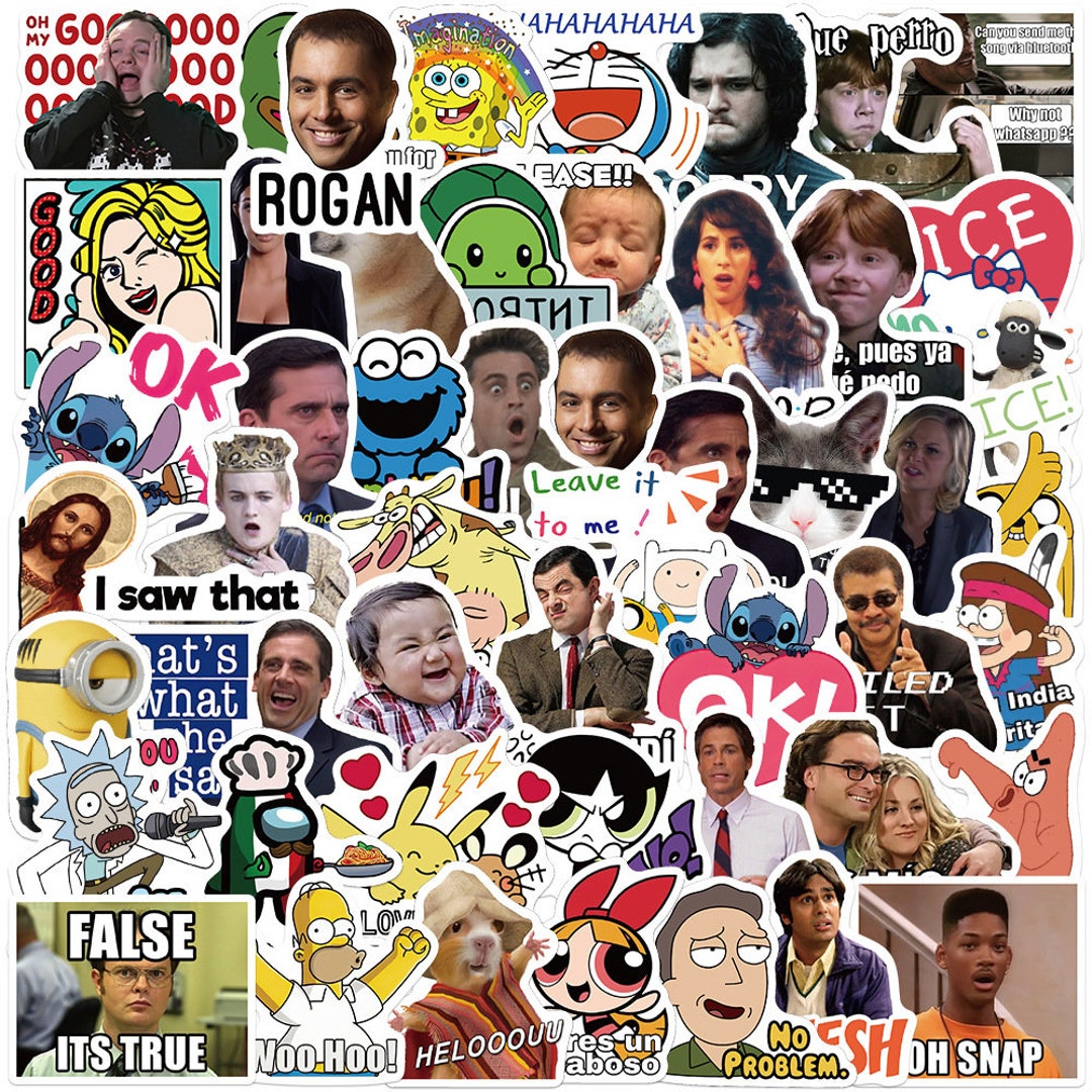 50 Pcs Funny Memes Stickers Laptop Skateboard Decals Waterproof Non ...