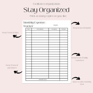 Monthly Expense Tracker PDF, Expense Log, Spending Tracker, Printable ...