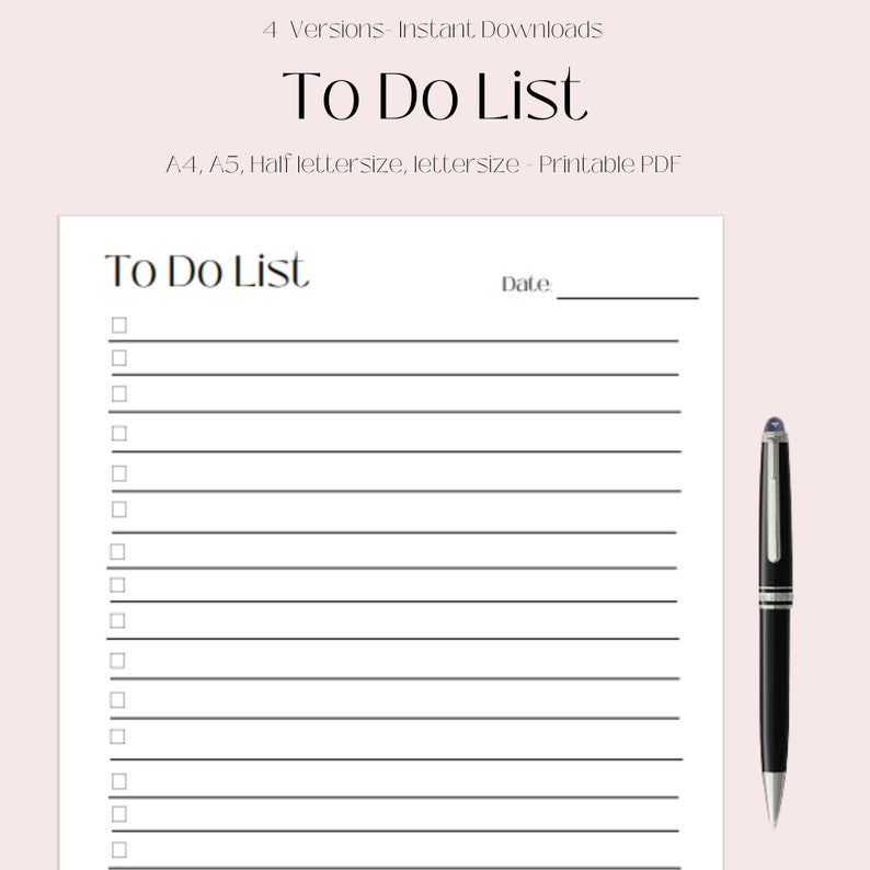 Minimal Printable to Do List Simple Task List Checklist - Etsy Canada