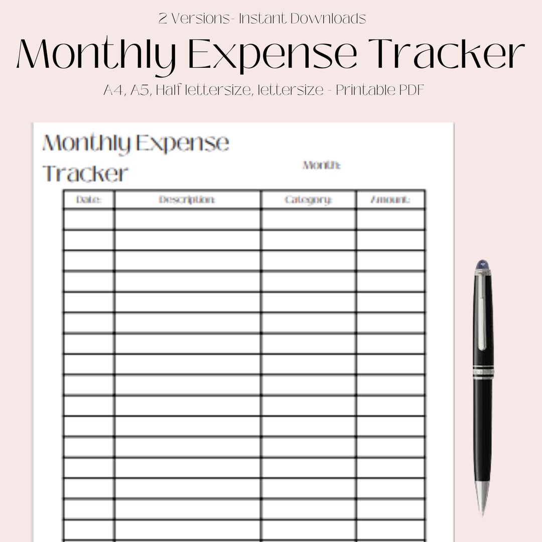 Monthly Expense Tracker PDF, Expense Log, Spending Tracker, Printable ...