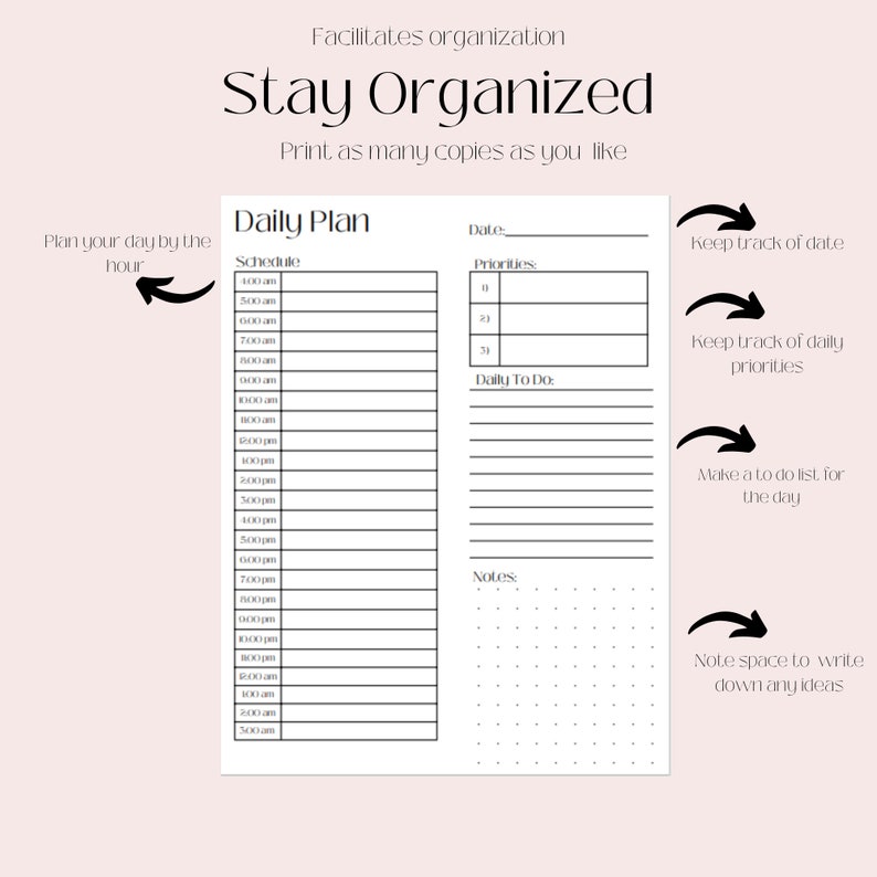 24 Hour Daily Planner Printable, Everyday Planner, Daily Schedule ...