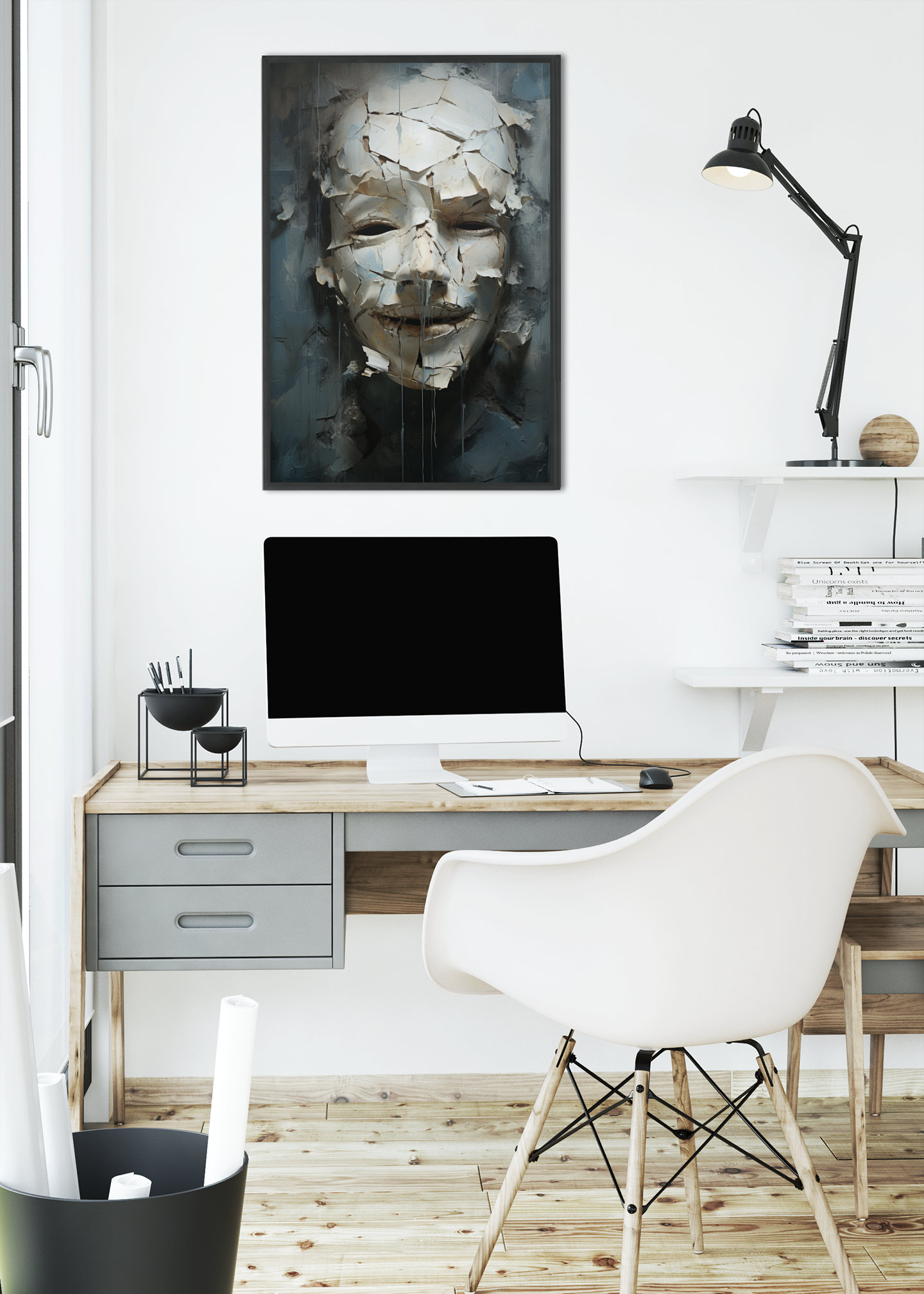 Human Face Mask Gypsum Mask Poster Vintage Flaking Paint Wall Art Wall ...