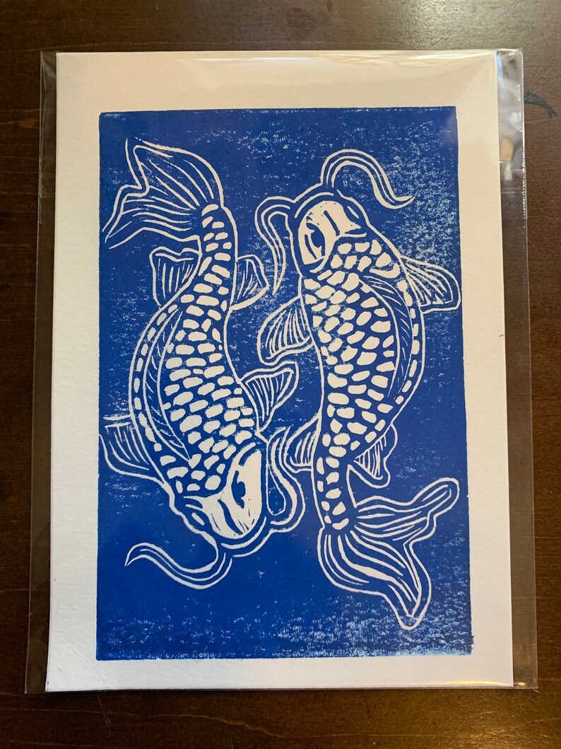 Hand Block Printed Koi Fish - Etsy