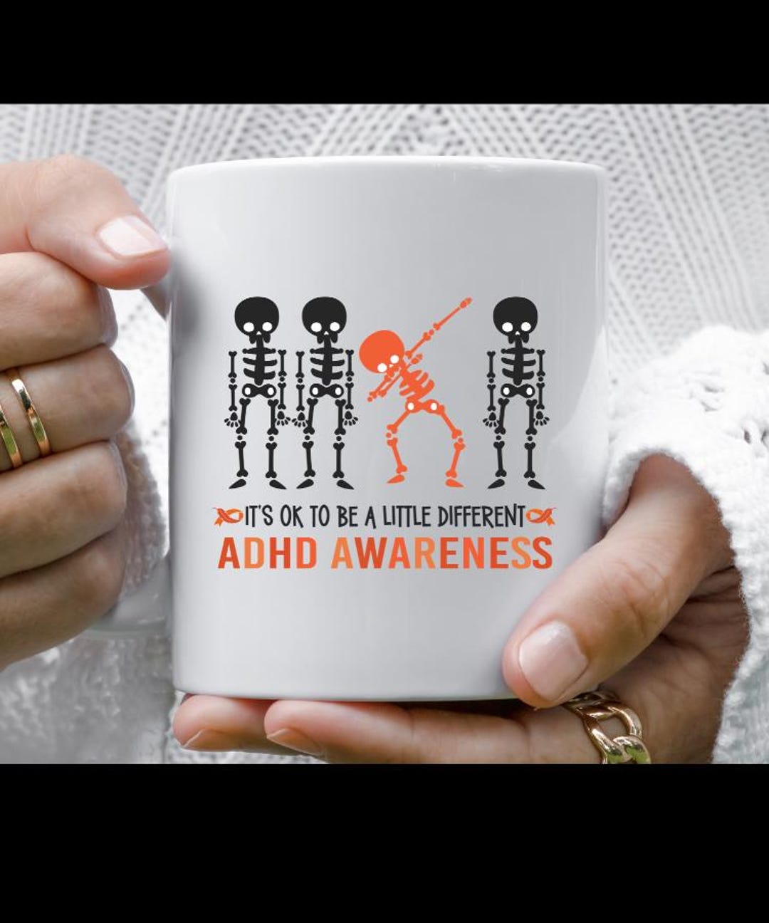 ADHD Awareness Coffee Cup, It's Ok to Be Little Different Skeleton ...