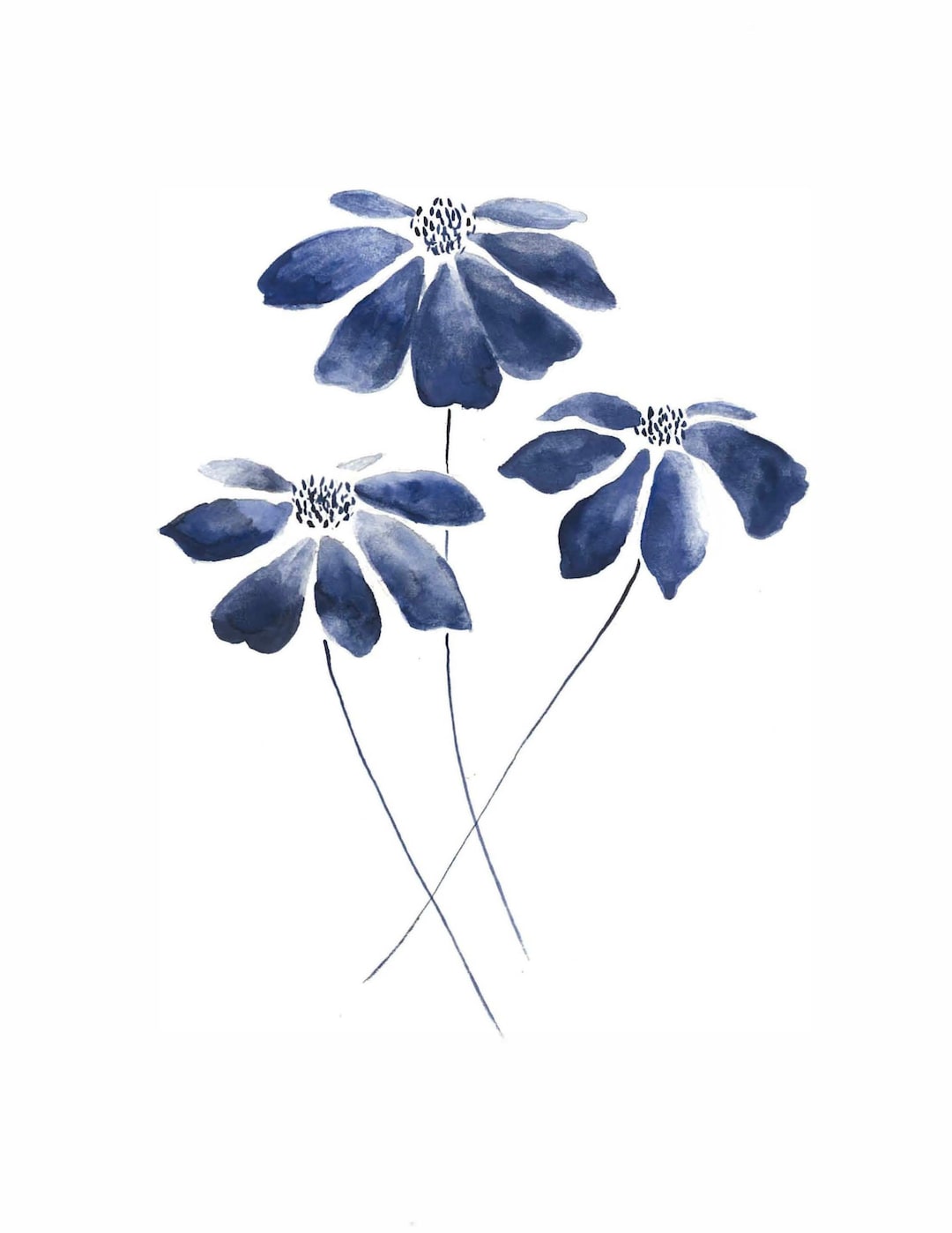 Blue Watercolor Flowers Digital Download - Etsy