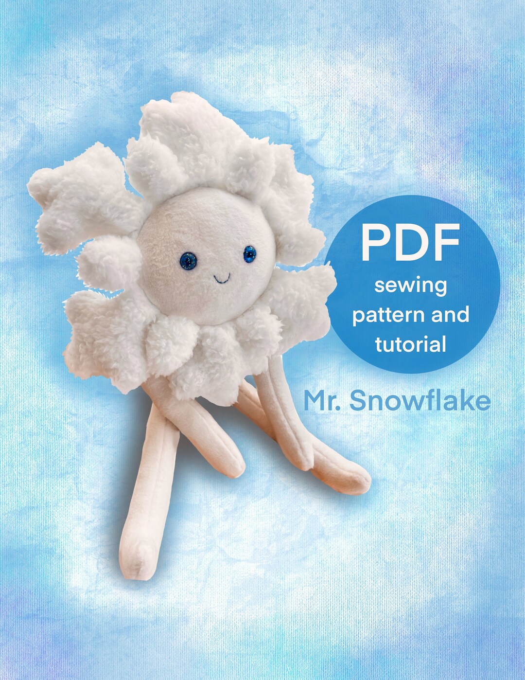 Snowflake Plushy Toy Sewing Pattern, Stuffed Christmas Plushie Pattern ...