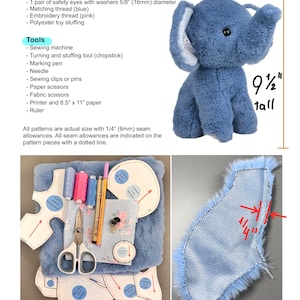 Elephant Plushy Toy Sewing Pattern, Stuffed Elephant Tutorial - Etsy